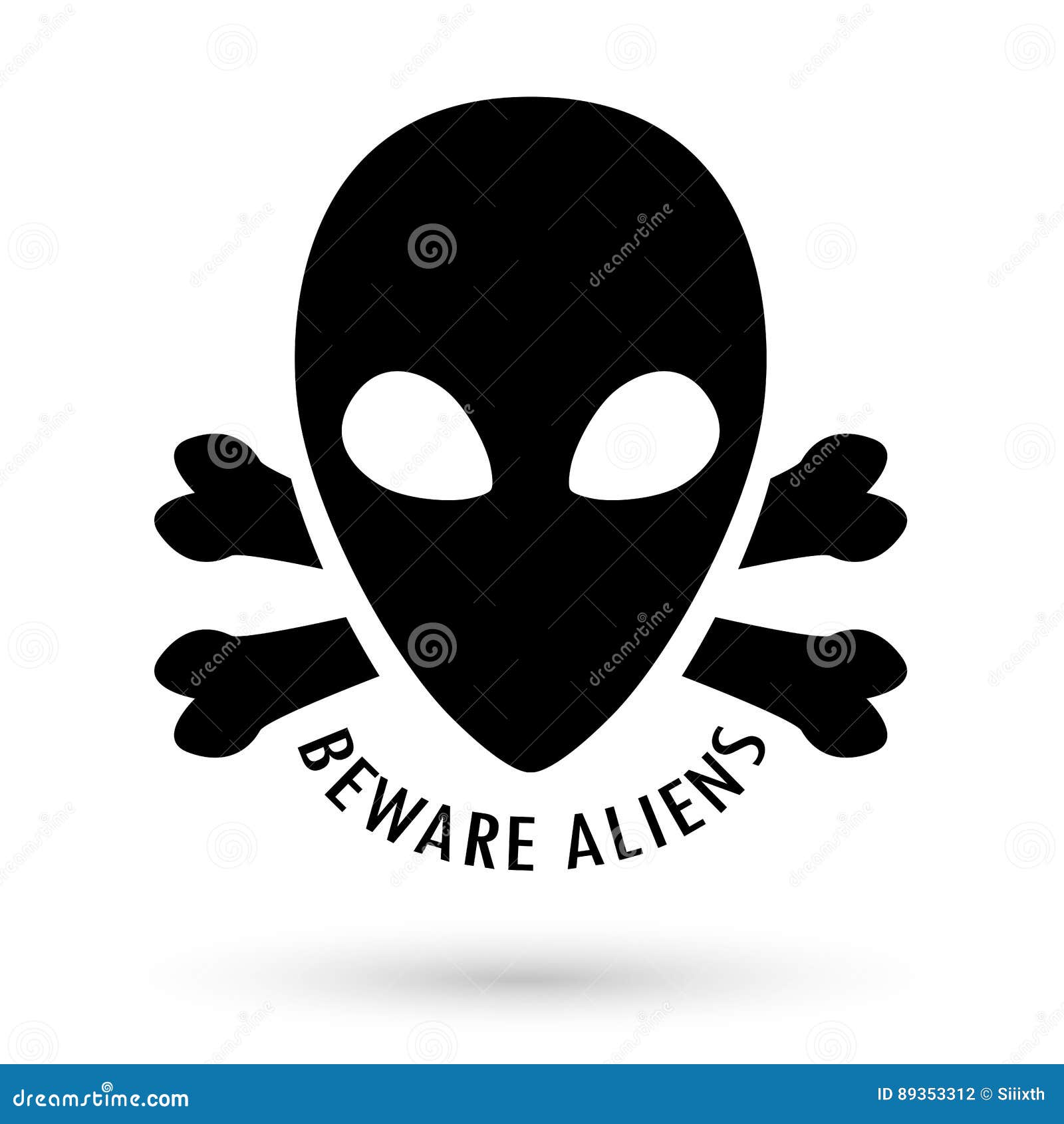 Black Beware Alien with Bone Cross Vector Stock Vector - Illustration ...