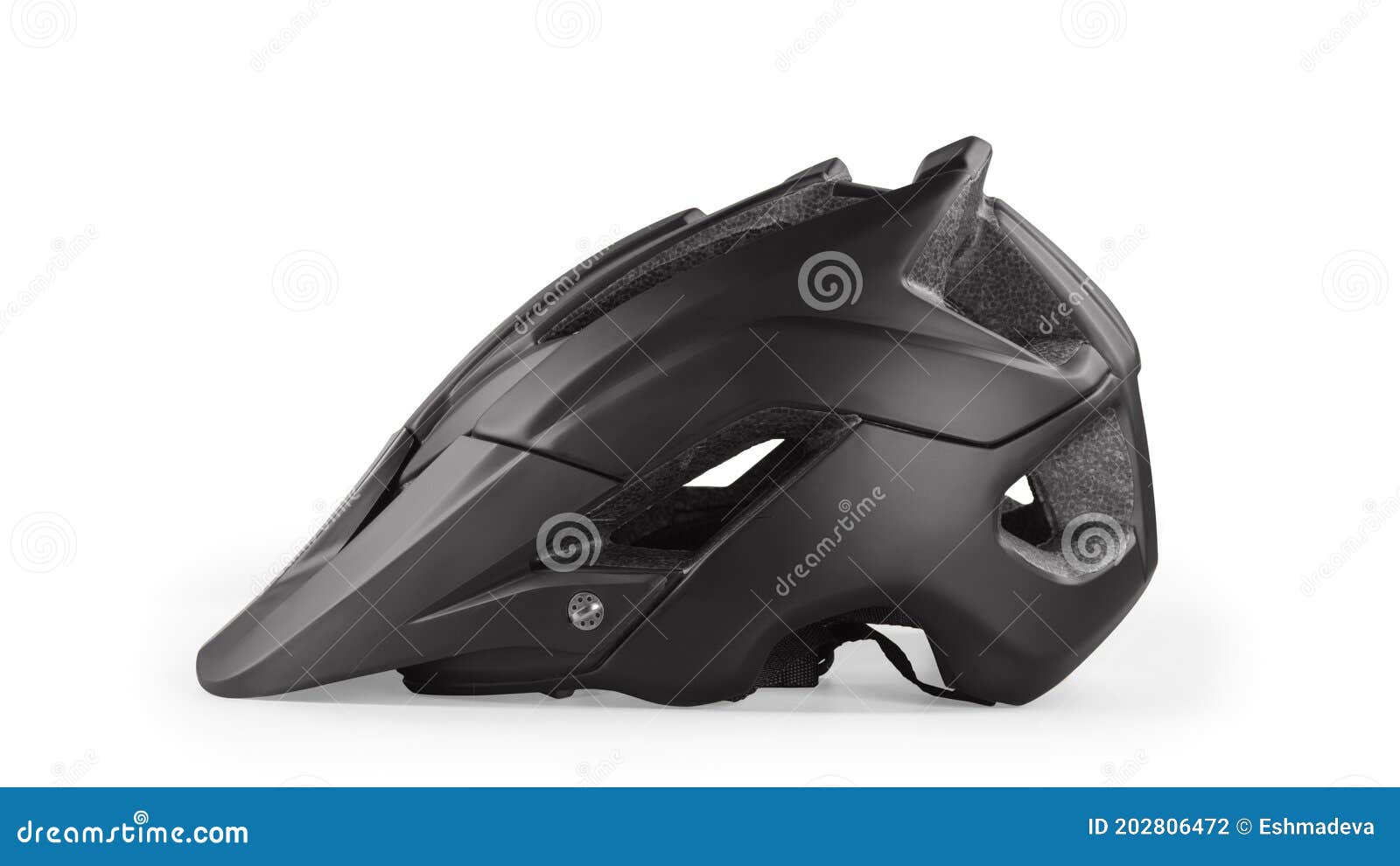 Black Bicycle Helmet Side View Isolated with Clipping Path Stock Photo ...