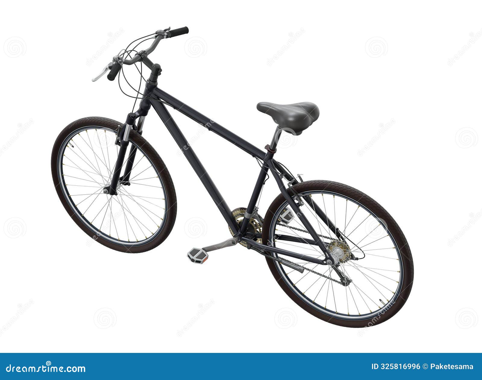 Black Bicycle, Side Top View Isolated on White Background, 3D ...