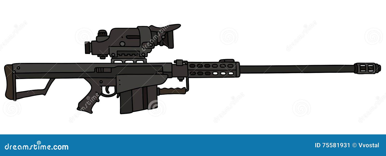 Black big sniper rifle stock vector. Illustration of fusil - 75581931