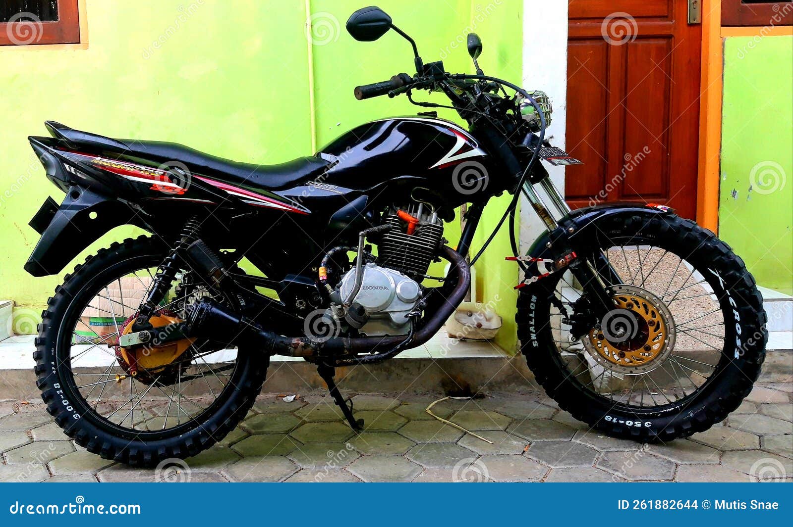 Black Bike Ready for Touring Editorial Stock Image - Image of ready ...