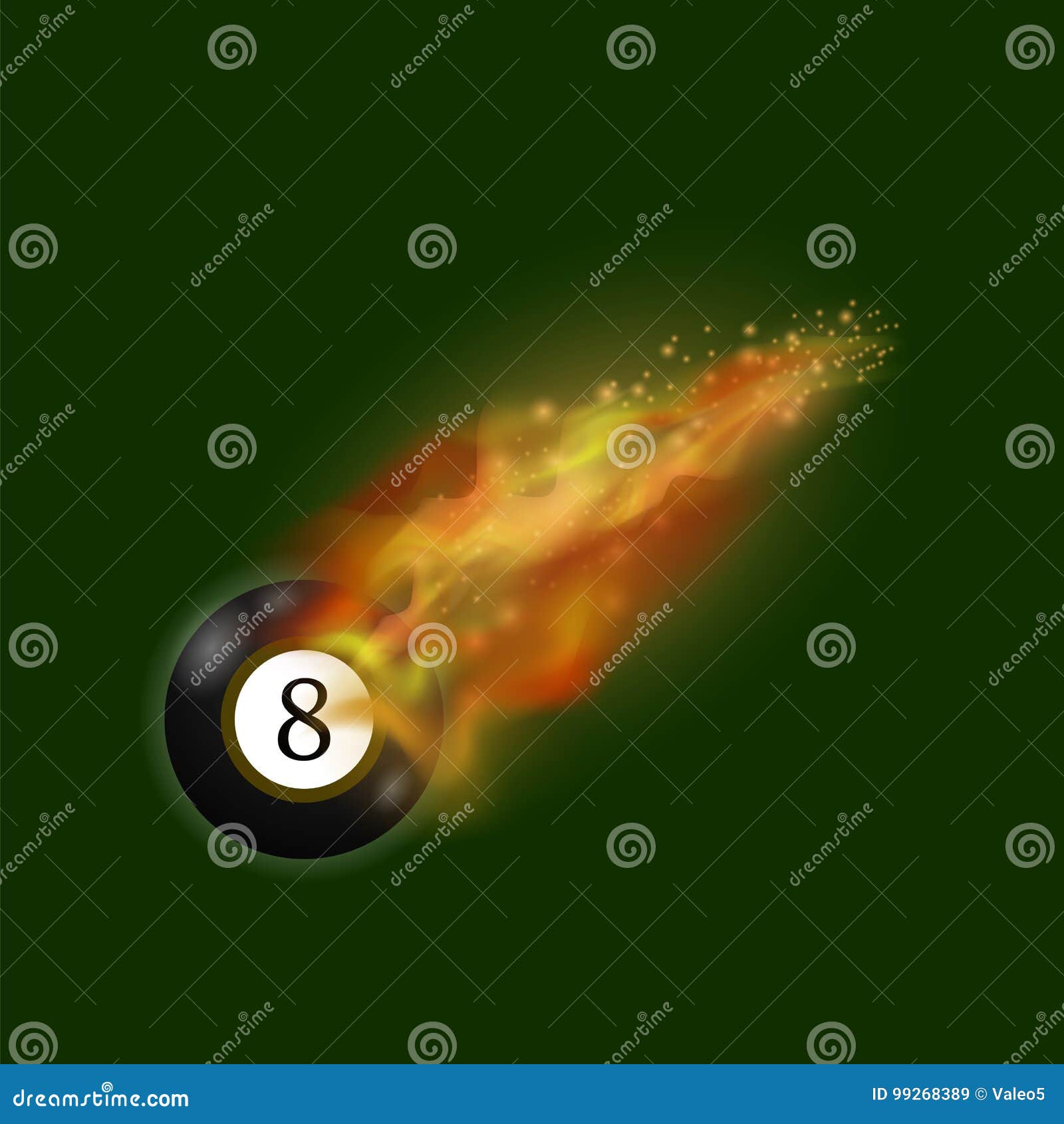Black Billiard Ball on Fire Flame Stock Vector - Illustration of ...