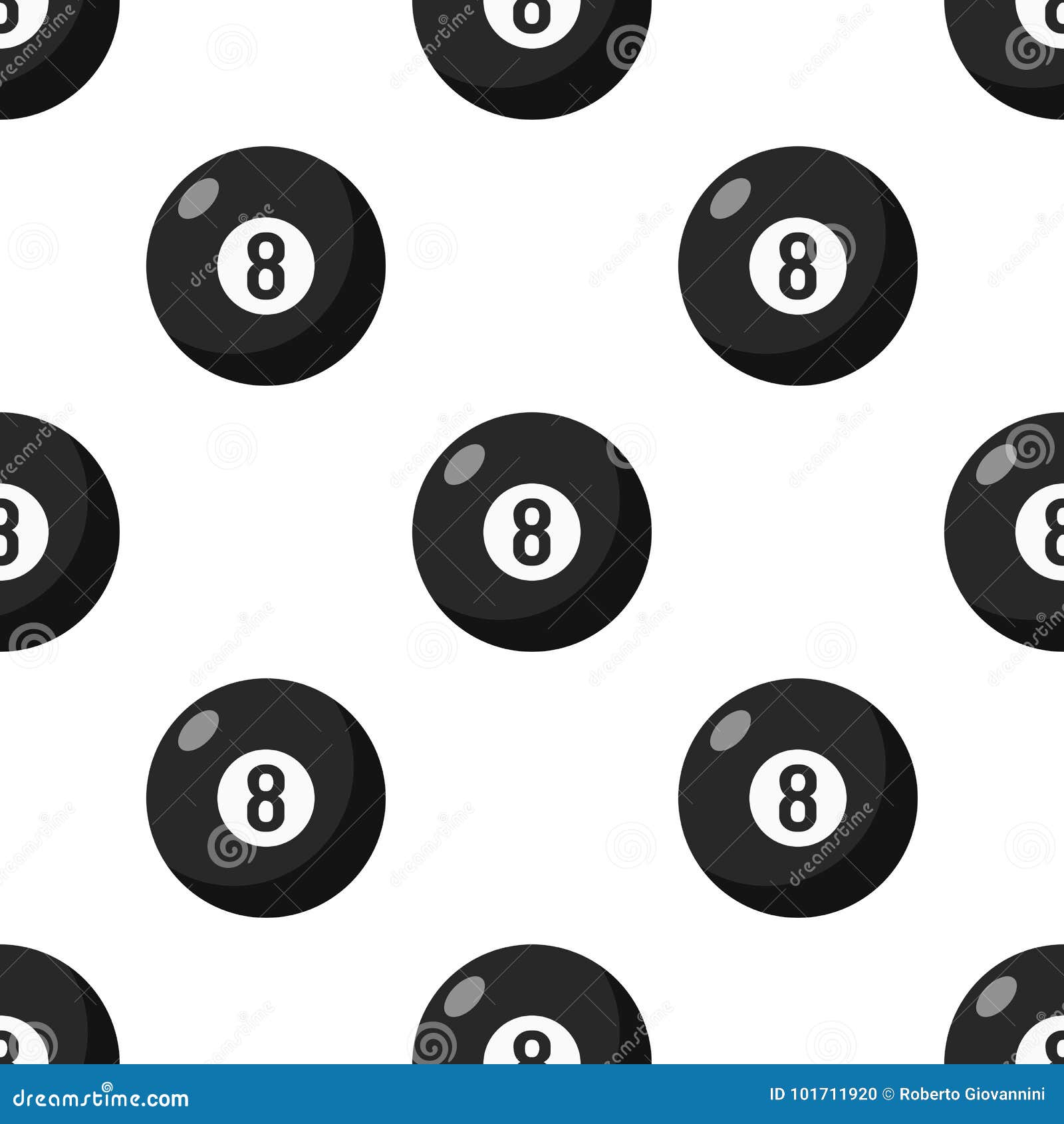 Black Billiards Flat Icon Seamless Pattern Stock Vector - Illustration ...