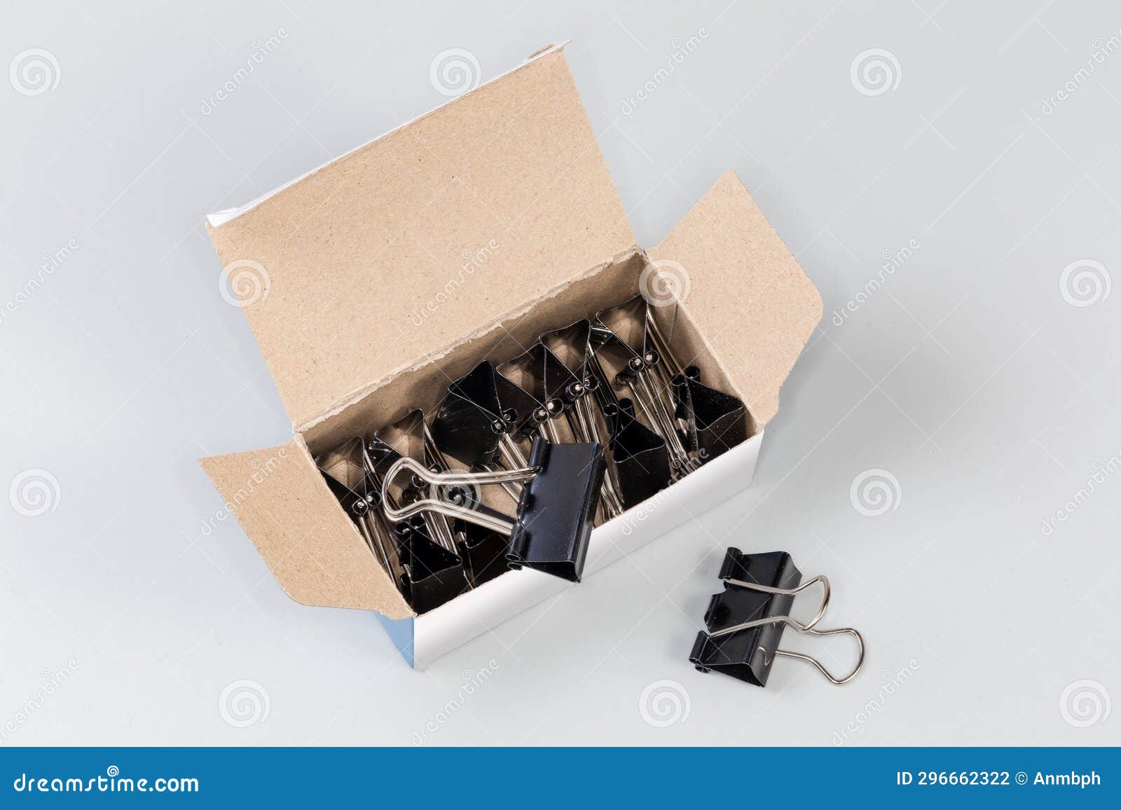 Black Binder Clips for Paper in the Open Paperboard Box Stock Photo ...