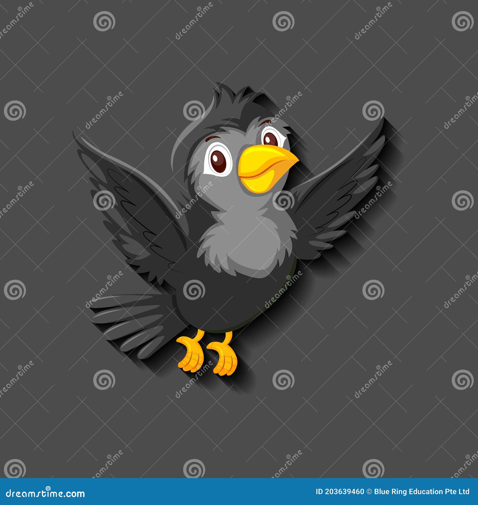 Black Bird Cartoon Character Stock Vector - Illustration of drawing ...
