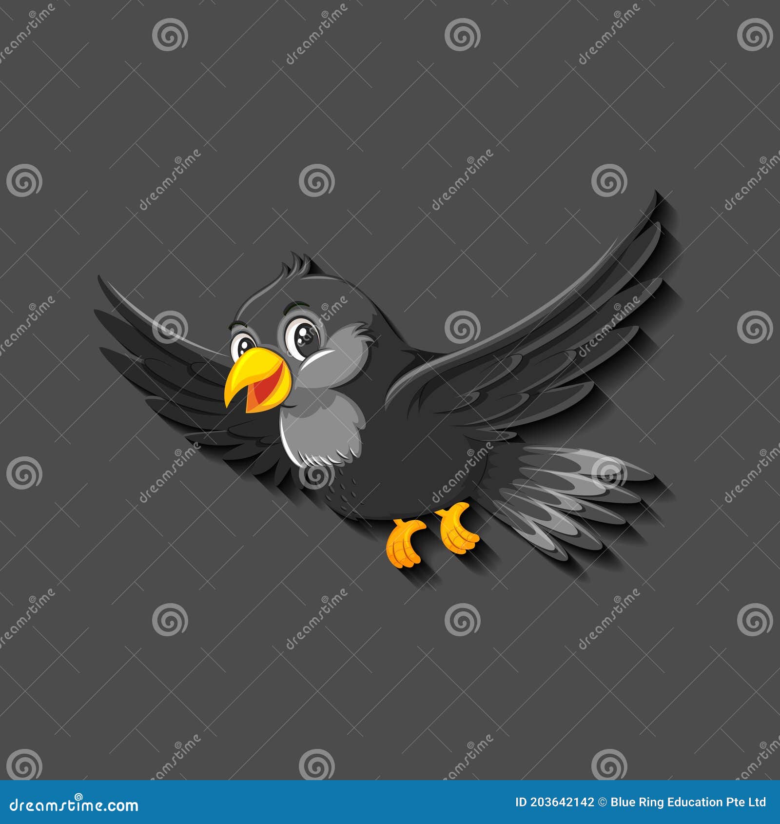 Black Bird Cartoon Character Stock Vector - Illustration of cartoon ...