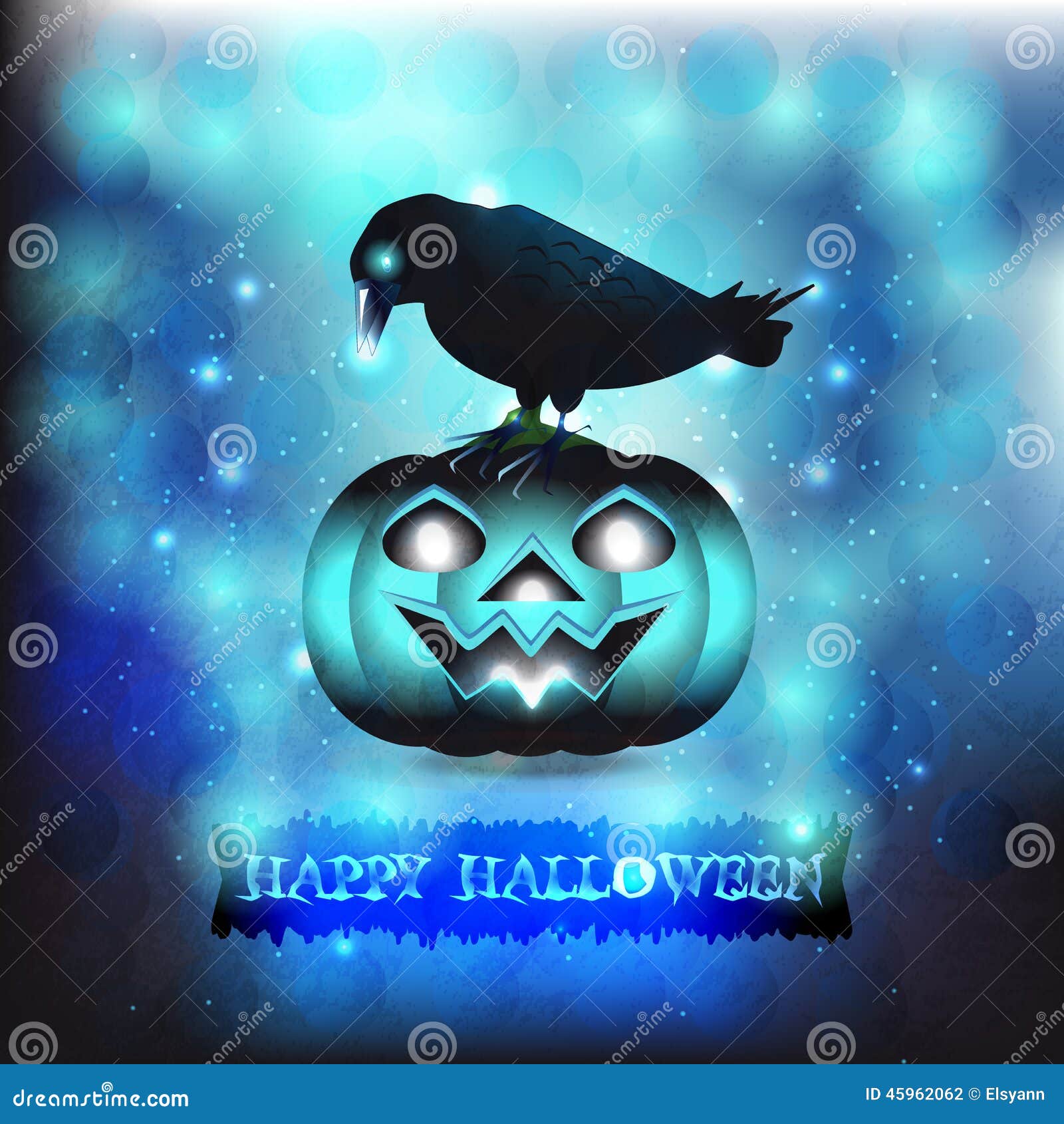 Black Bird and Halloween Pumpkin Stock Vector - Illustration of symbol ...