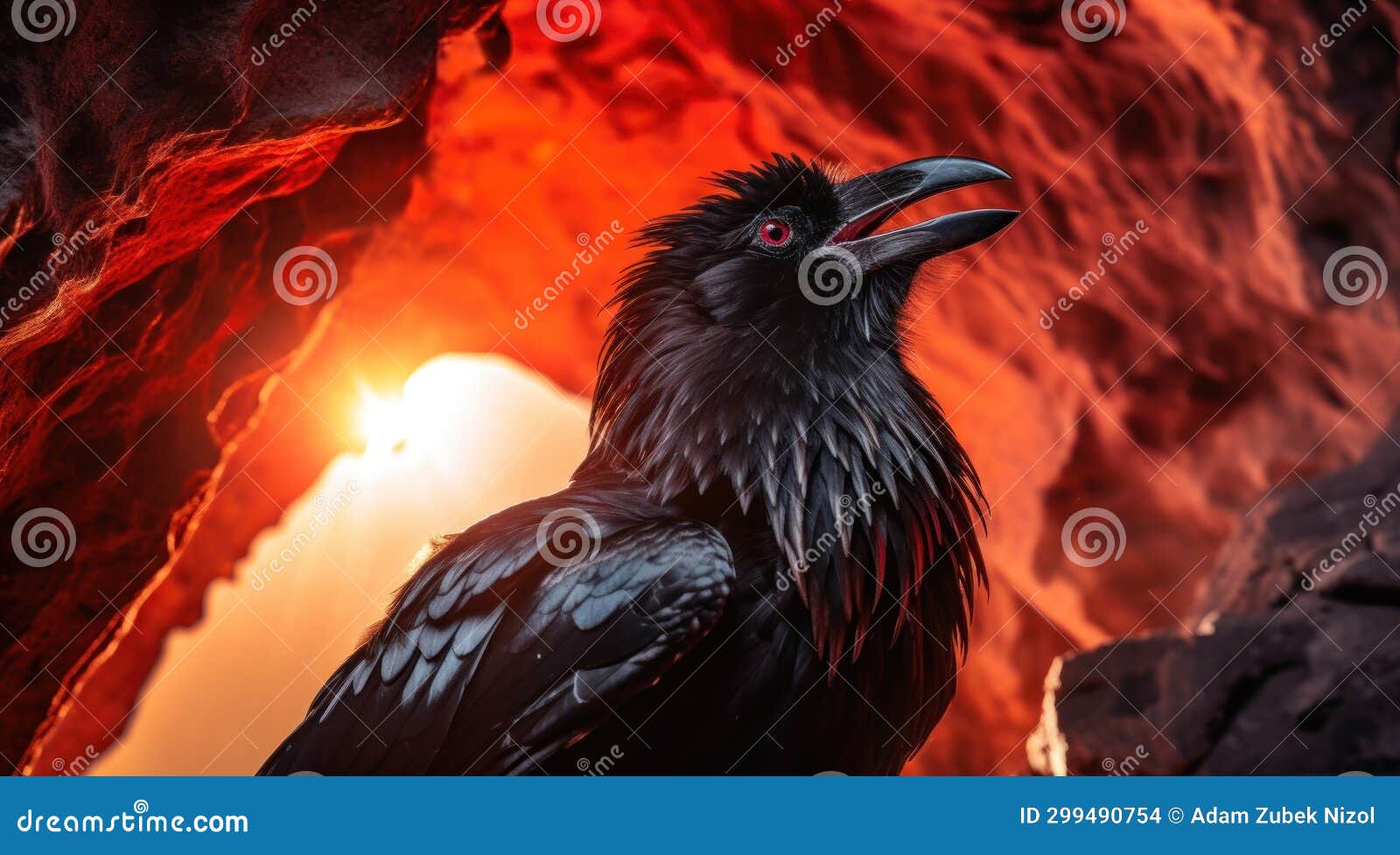 A black bird with red eyes stock illustration. Illustration of avian ...