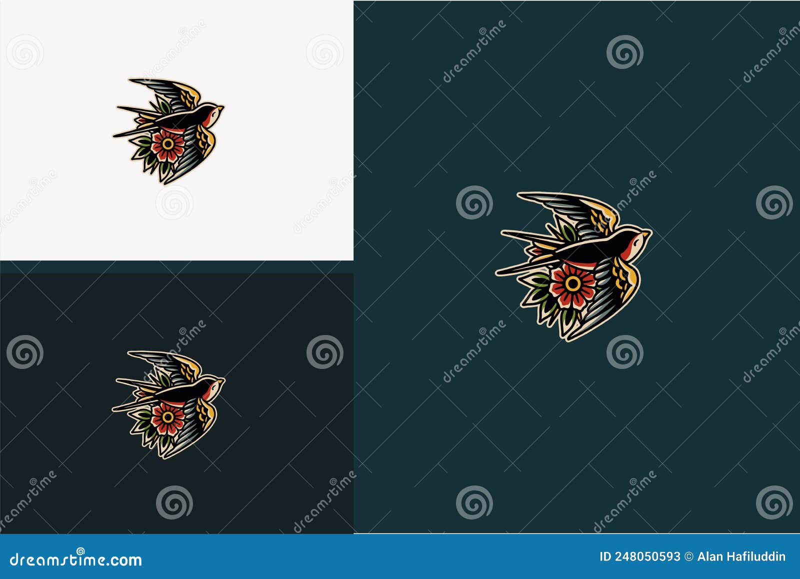 Black Bird Vector Illustration Flat Design Stock Vector - Illustration ...