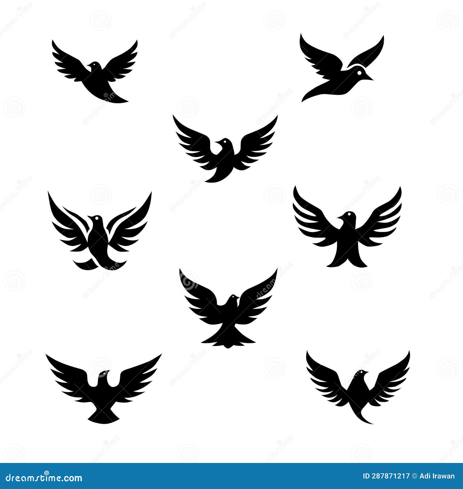 Black Bird Vector Logo Collection on White Background Stock ...