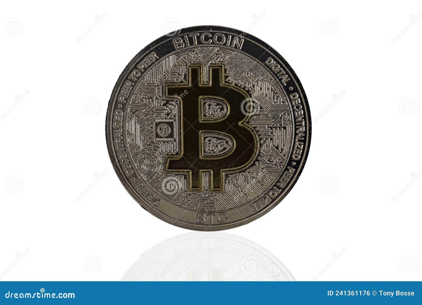 Bitcoin Token On Top Of Dubai, Dirham Banknotes Money With Black Credit ...