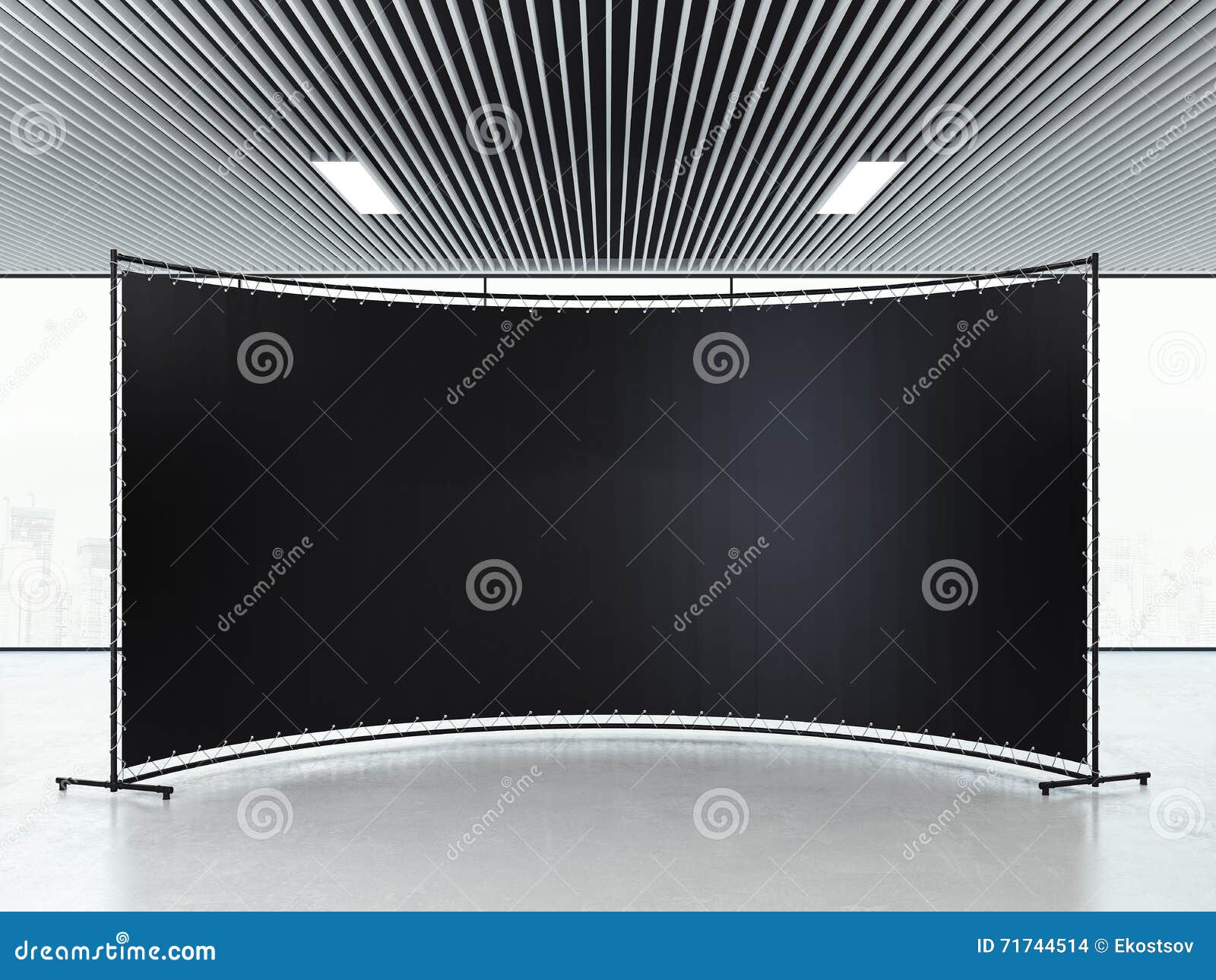 Black Blank Advertising Stand in the Office. 3d Rendering Stock ...