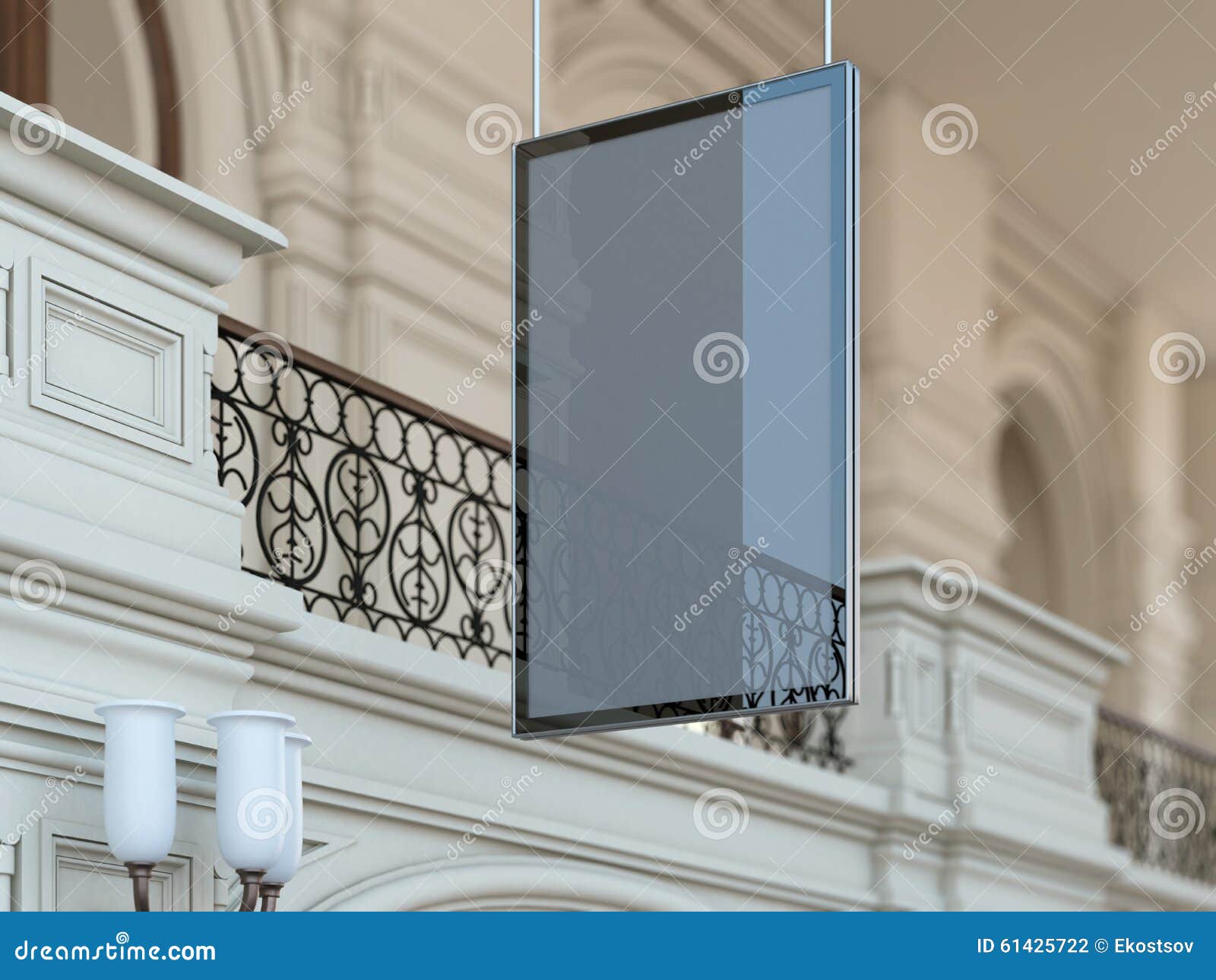 Hanging Billboard Vector Mock-up. Blank White Ceiling Banner Display ...