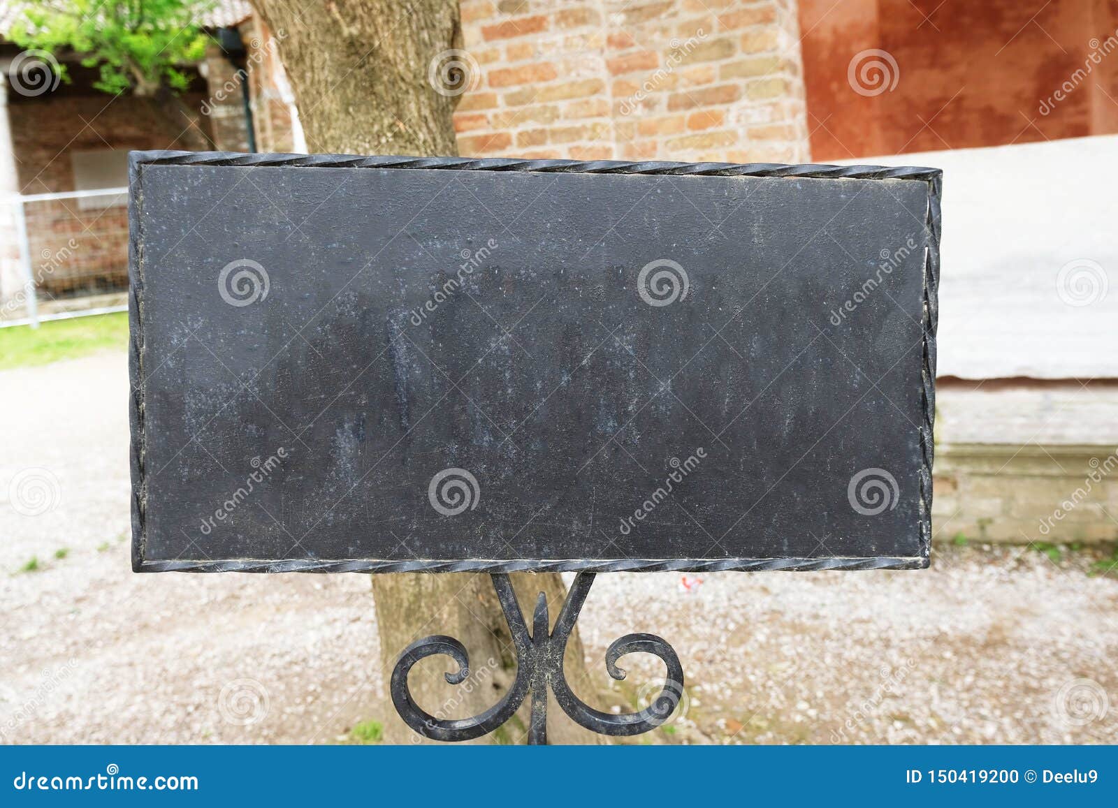 Black Blank Rectangualar Metal Sign Stock Photo - Image of forged ...