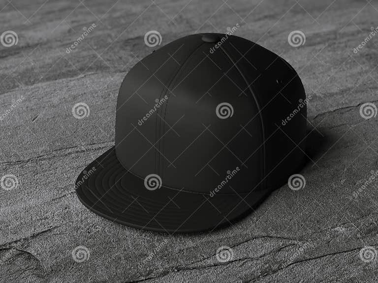 Black Blank Snapback. 3d Rendering Stock Illustration - Illustration of ...