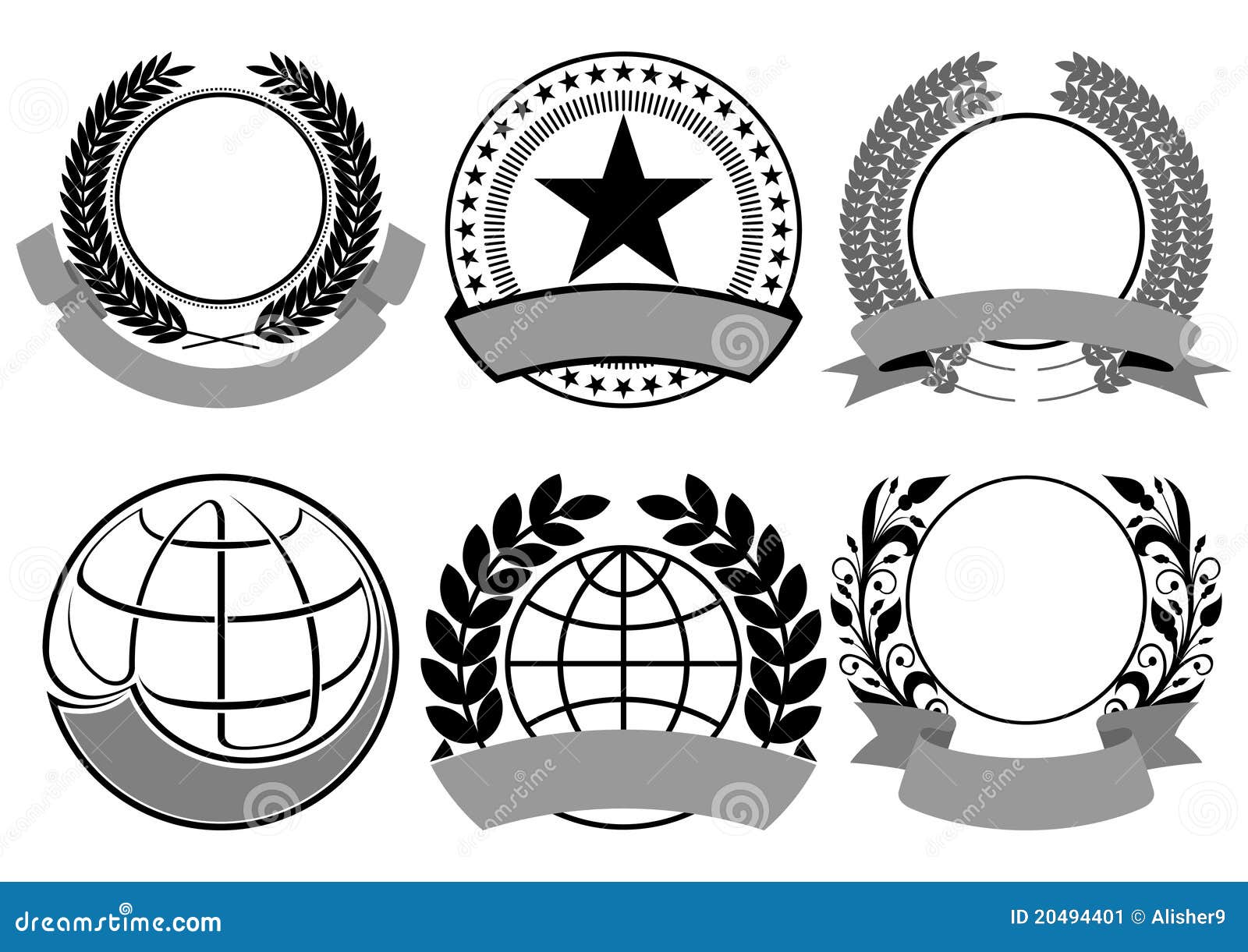 Black blazon set vector stock vector. Illustration of element - 20494401