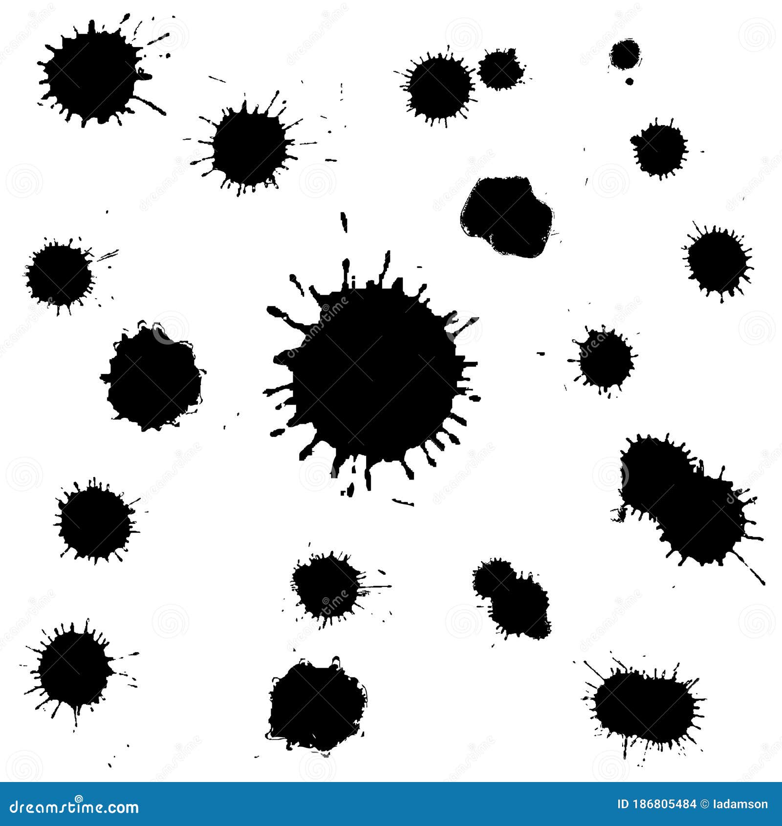 Black Blobs Stains Set Stock Vector Illustration Of Brushing 186805484