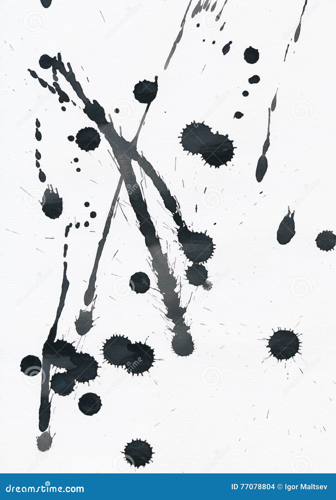 Black Blobs on Watercolor Paper Stock Illustration - Illustration of ...