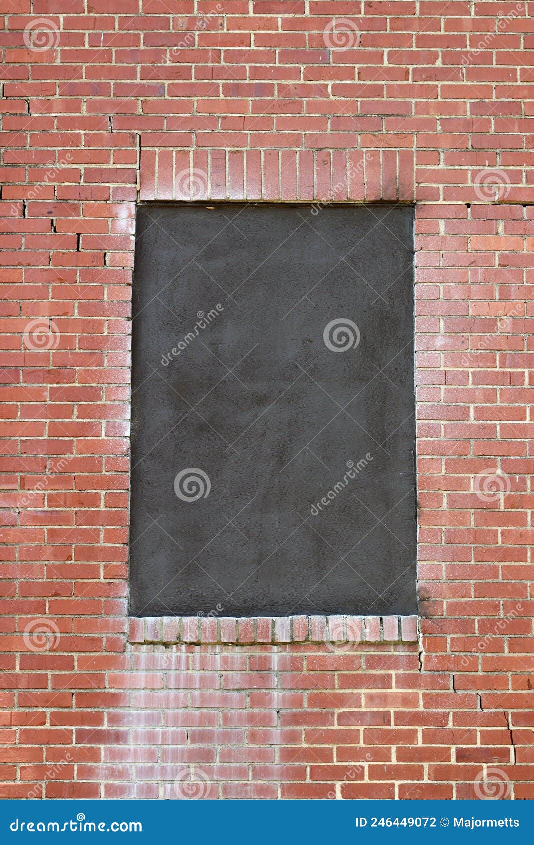 Black Blocked Window in Red Brick Building Stock Photo - Image of ...