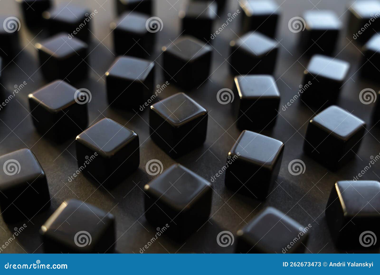 Black Blocks on a Dark Background. Scattered Cubes. Abstraction, Field ...