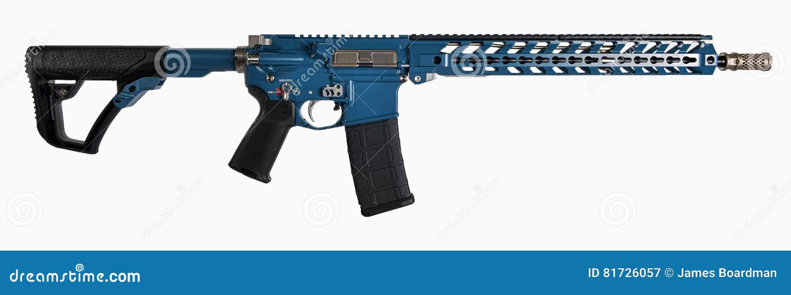 Black & Blue AR15 Rifle with SS Accents Isolated on White Background ...