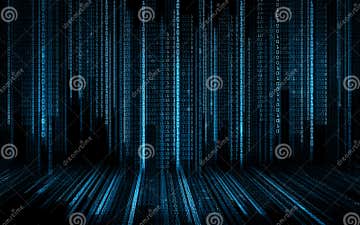 Black Blue Binary System Code Background Stock Illustration - Illustration of binary ...