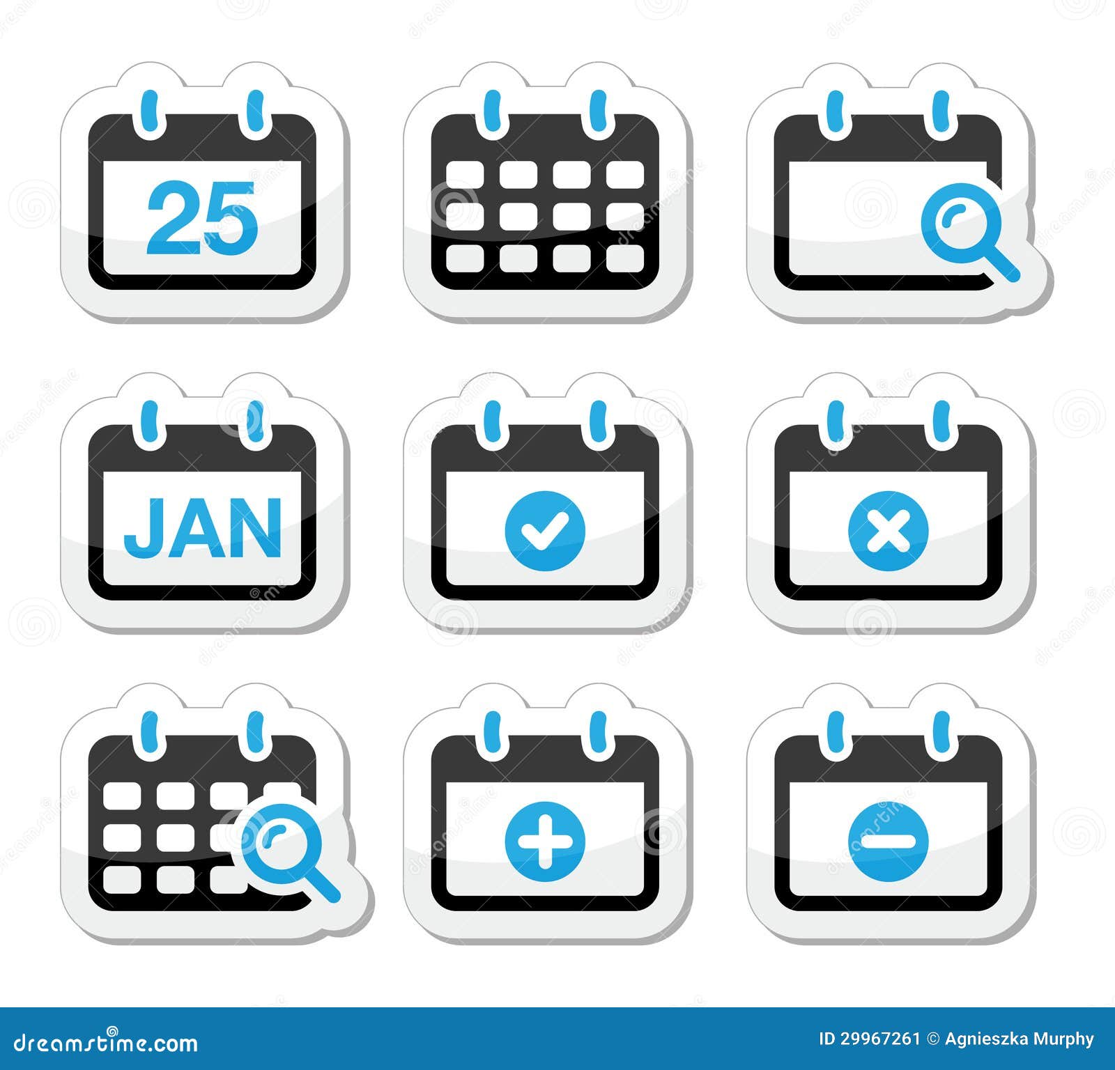 Calendar date icons set stock illustration. Illustration of application ...