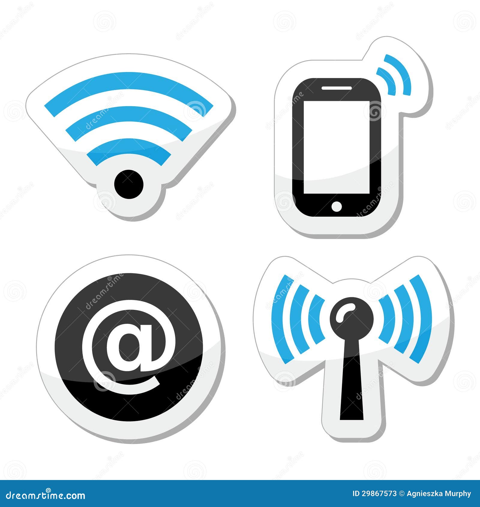 Wifi Network, Internet Zone Icons Set Stock Illustration - Illustration ...