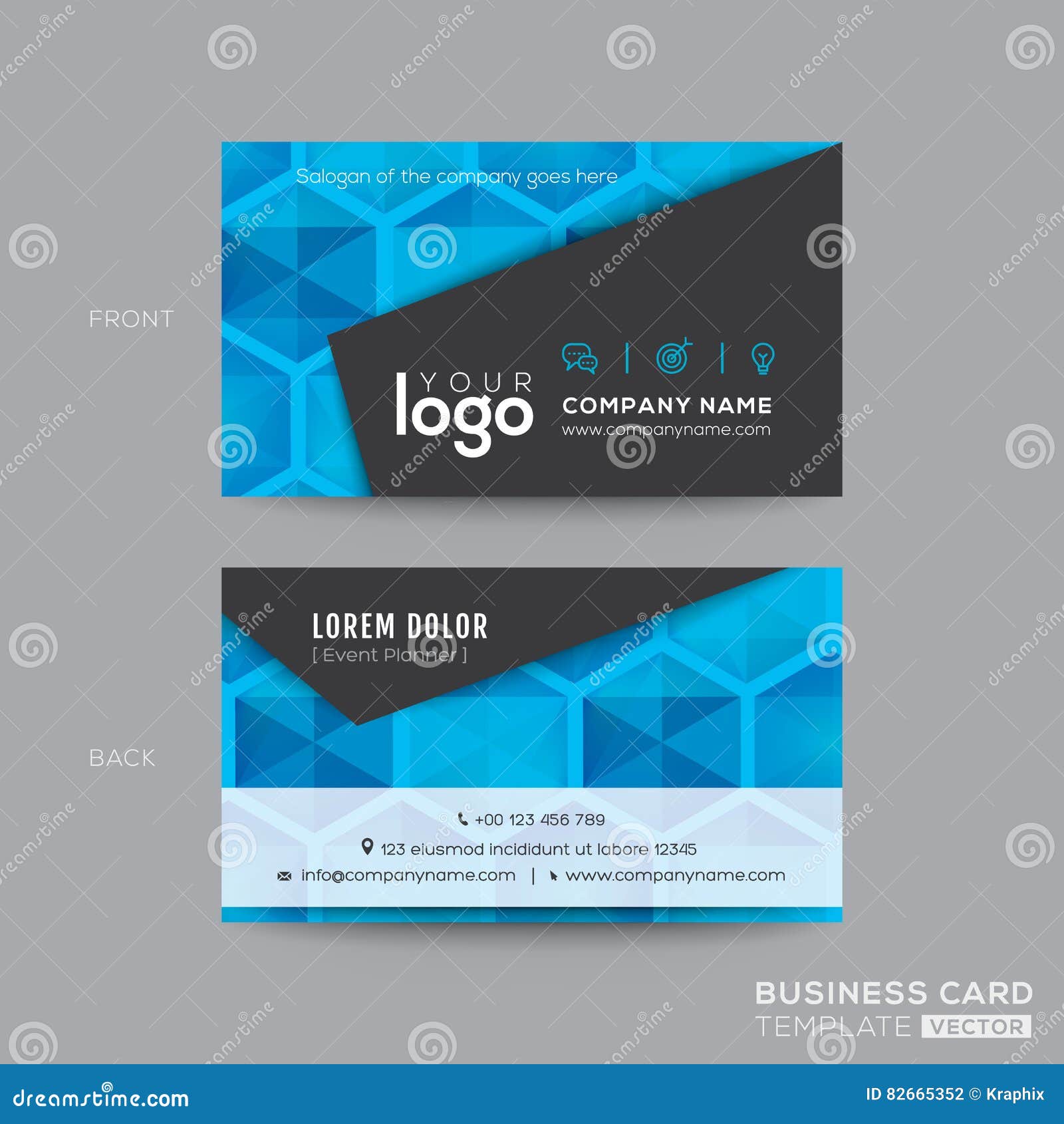 Black and Blue Modern Business Card Design Stock Vector - Illustration ...