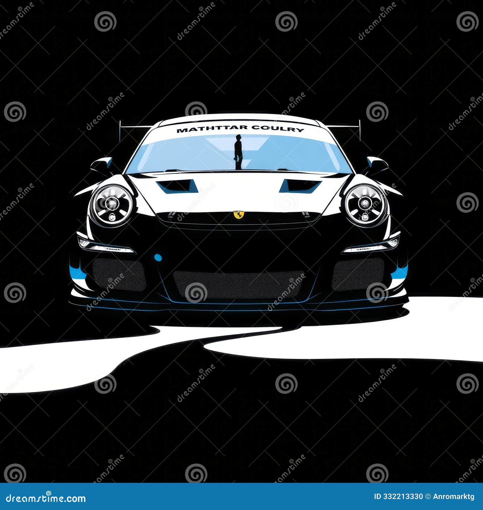 Race Car Frontal - Black & Blue Car Illustration Stock Illustration ...
