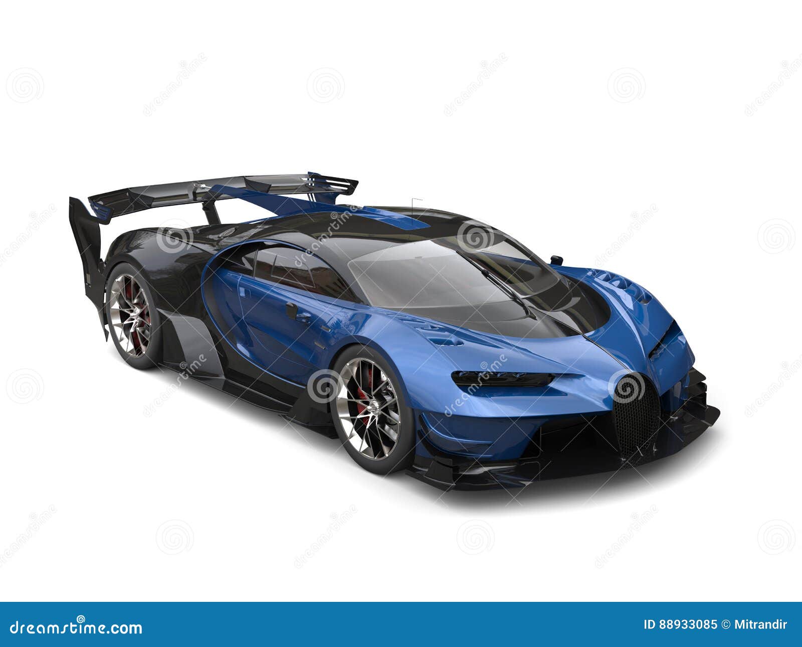 Black and Blue Race Supercar - Studio Shot Stock Illustration ...