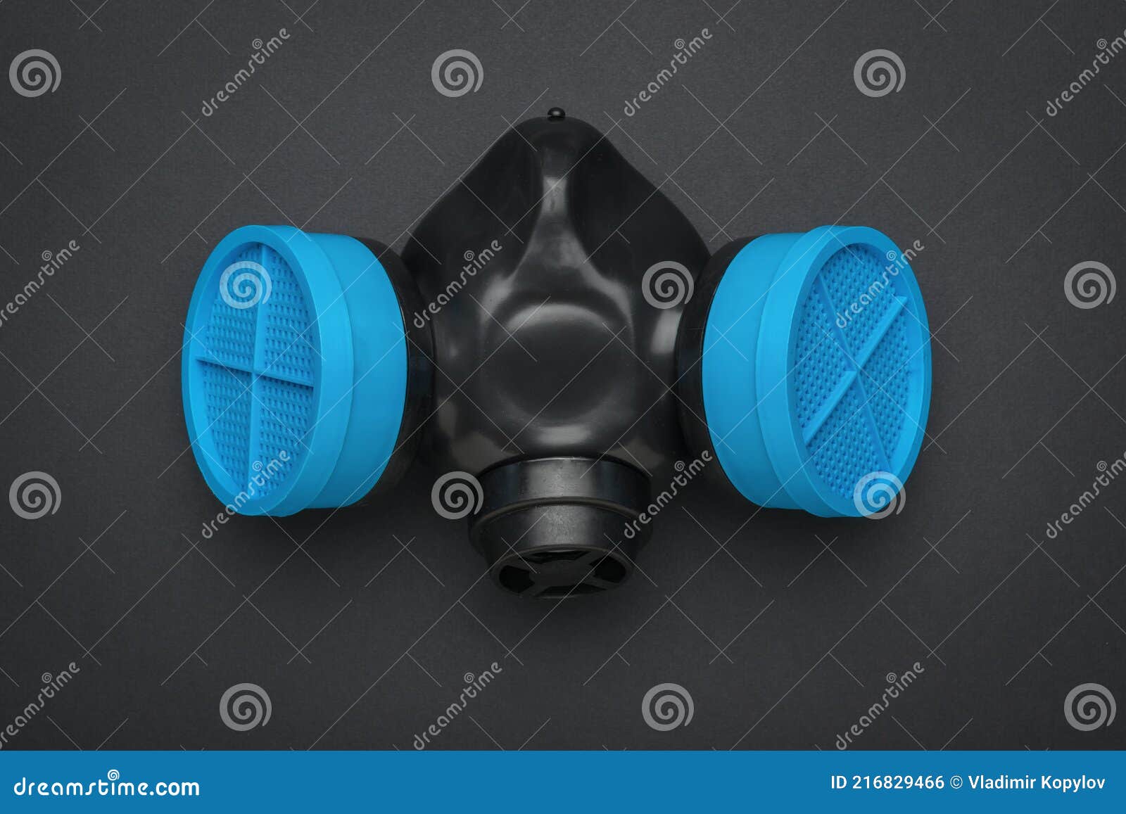Black and Blue Respirator on a Black Background Stock Photo - Image of ...