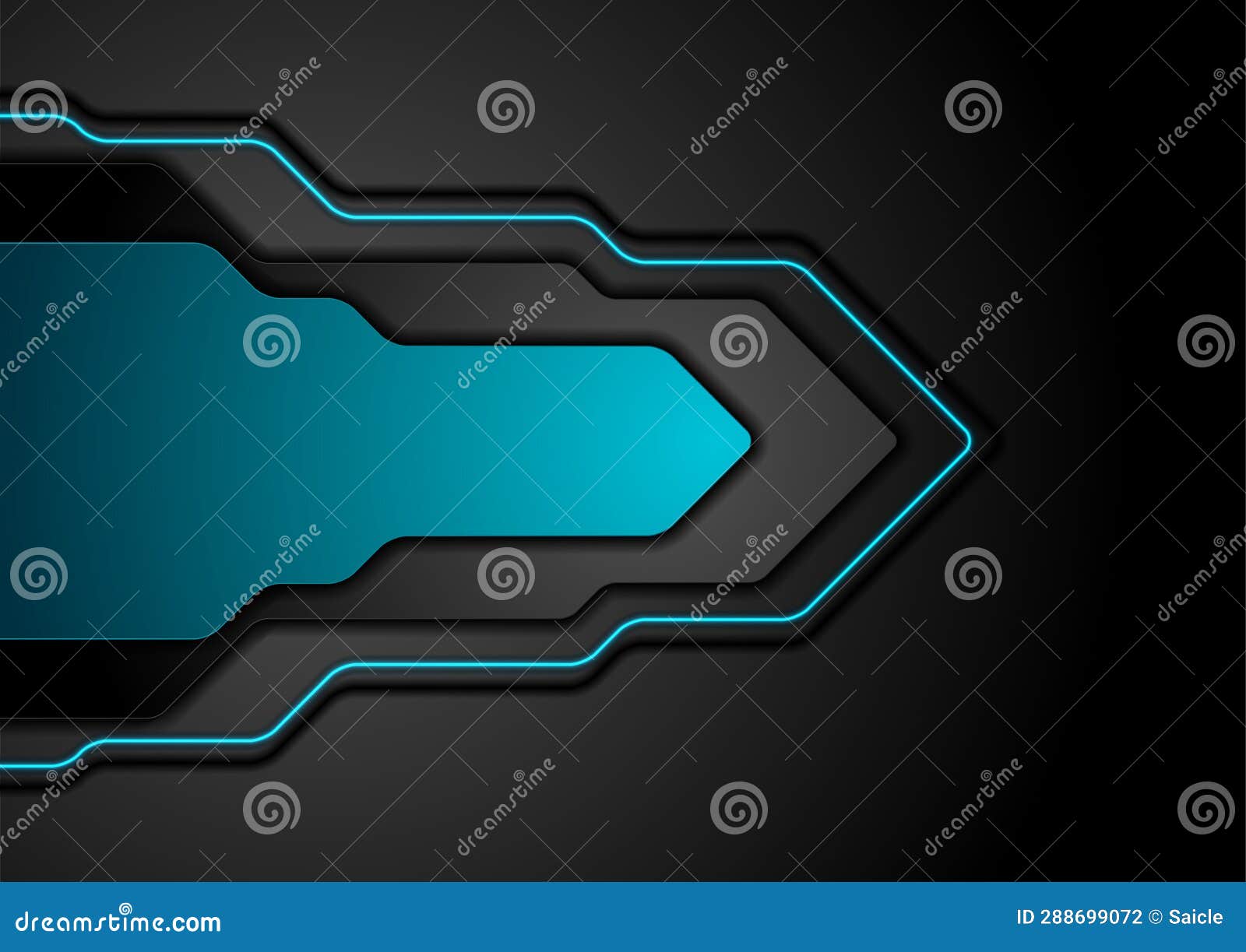 Black and Blue Tech Geometric Background with Neon Effect Stock Vector ...