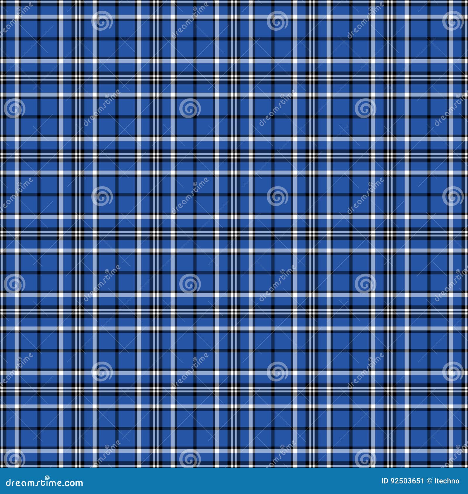 Black, Blue and White Plaid Seamless Pattern Stock Illustration ...