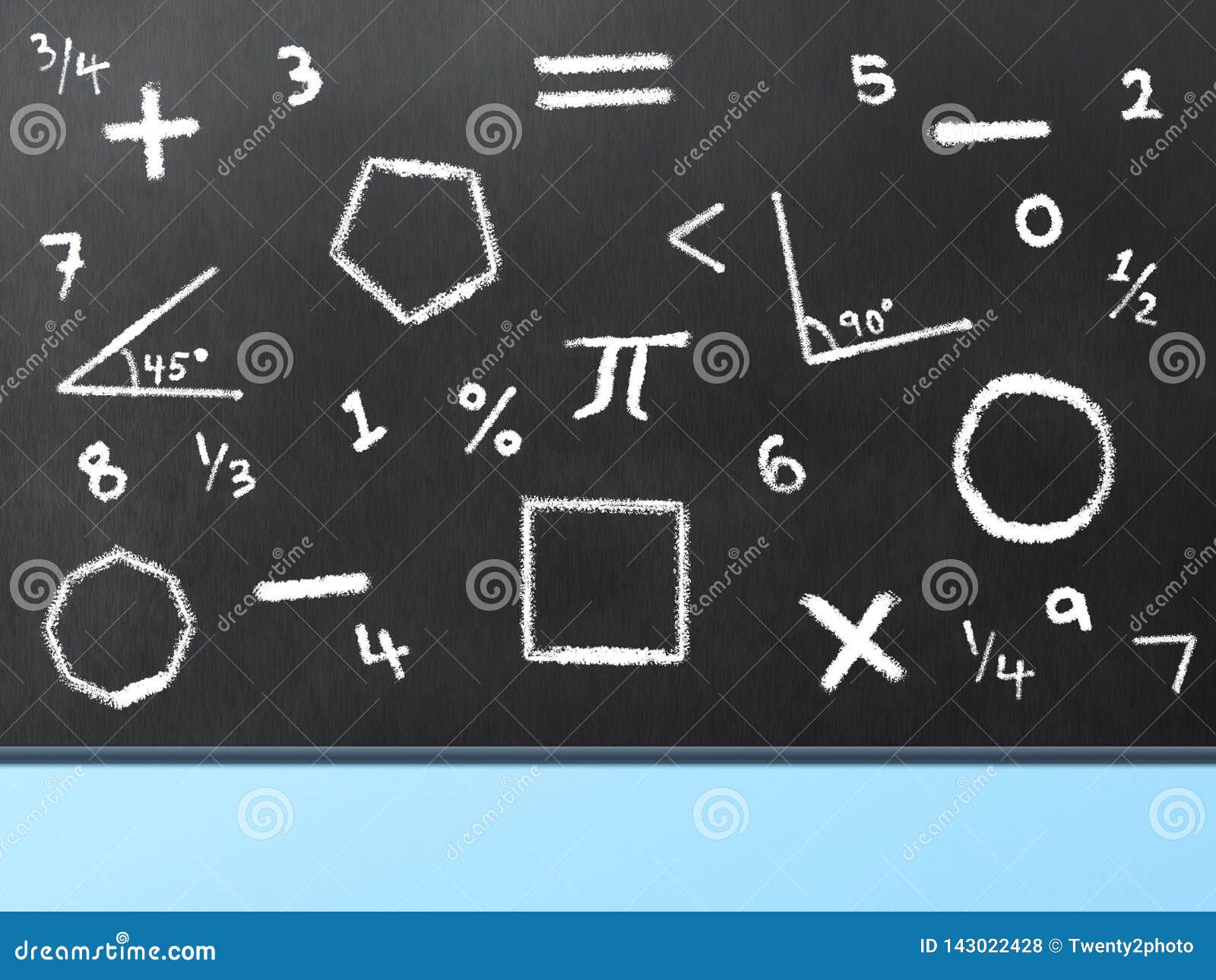 Black Board with Math Symbols and Shapes Written in Chalk Stock ...