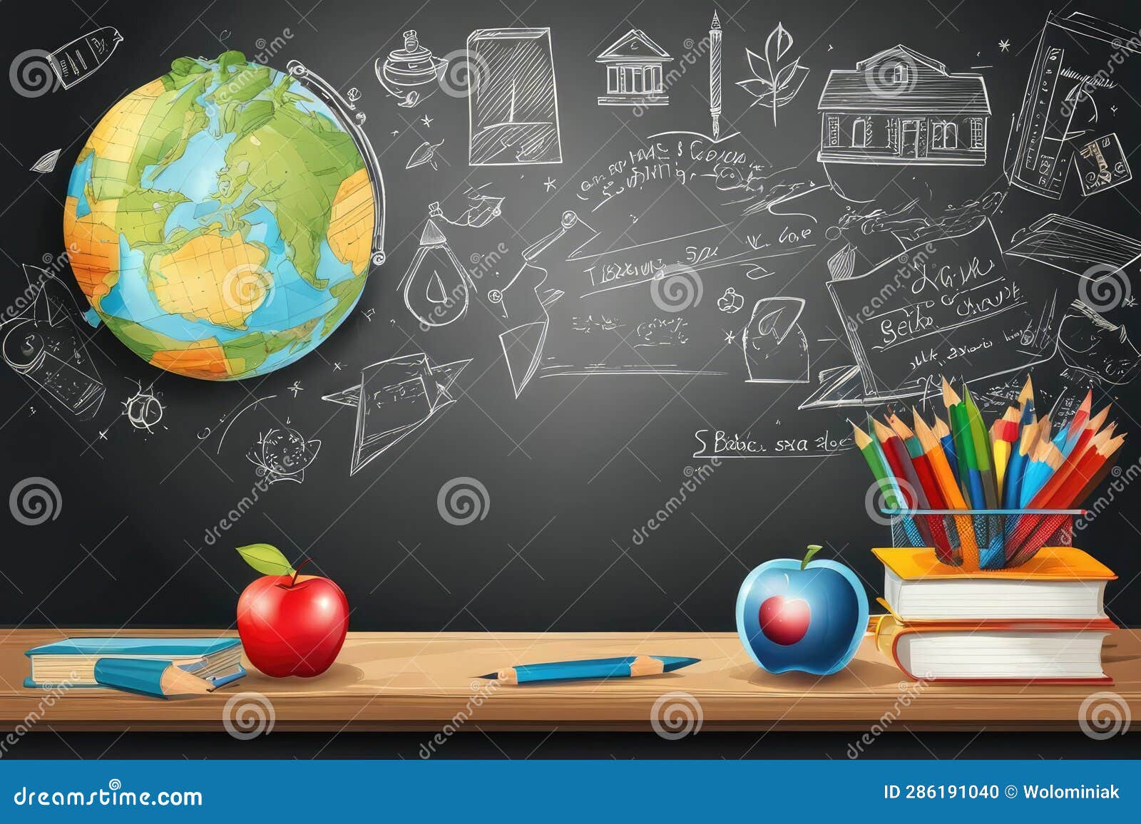 Background Black Board - Back To School Concept Stock Illustration ...