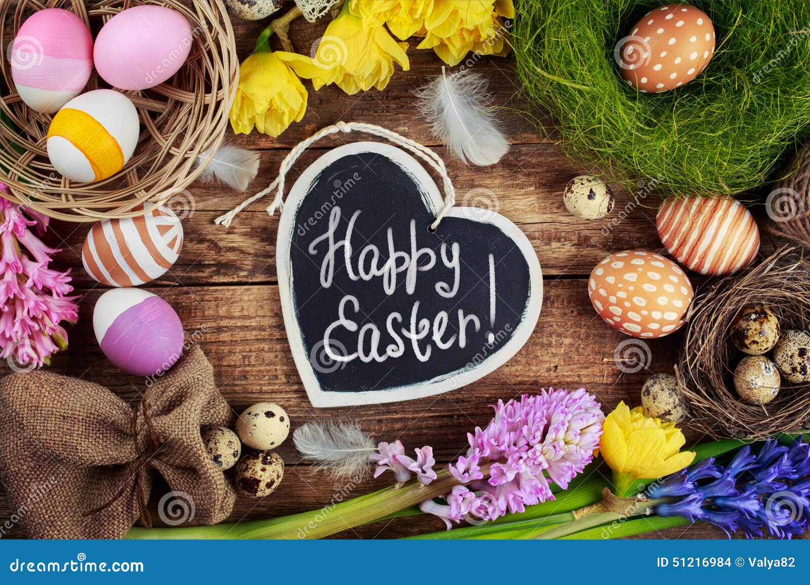 Black Board with Text - Happy Easter. Colorful Stock Photo - Image of ...