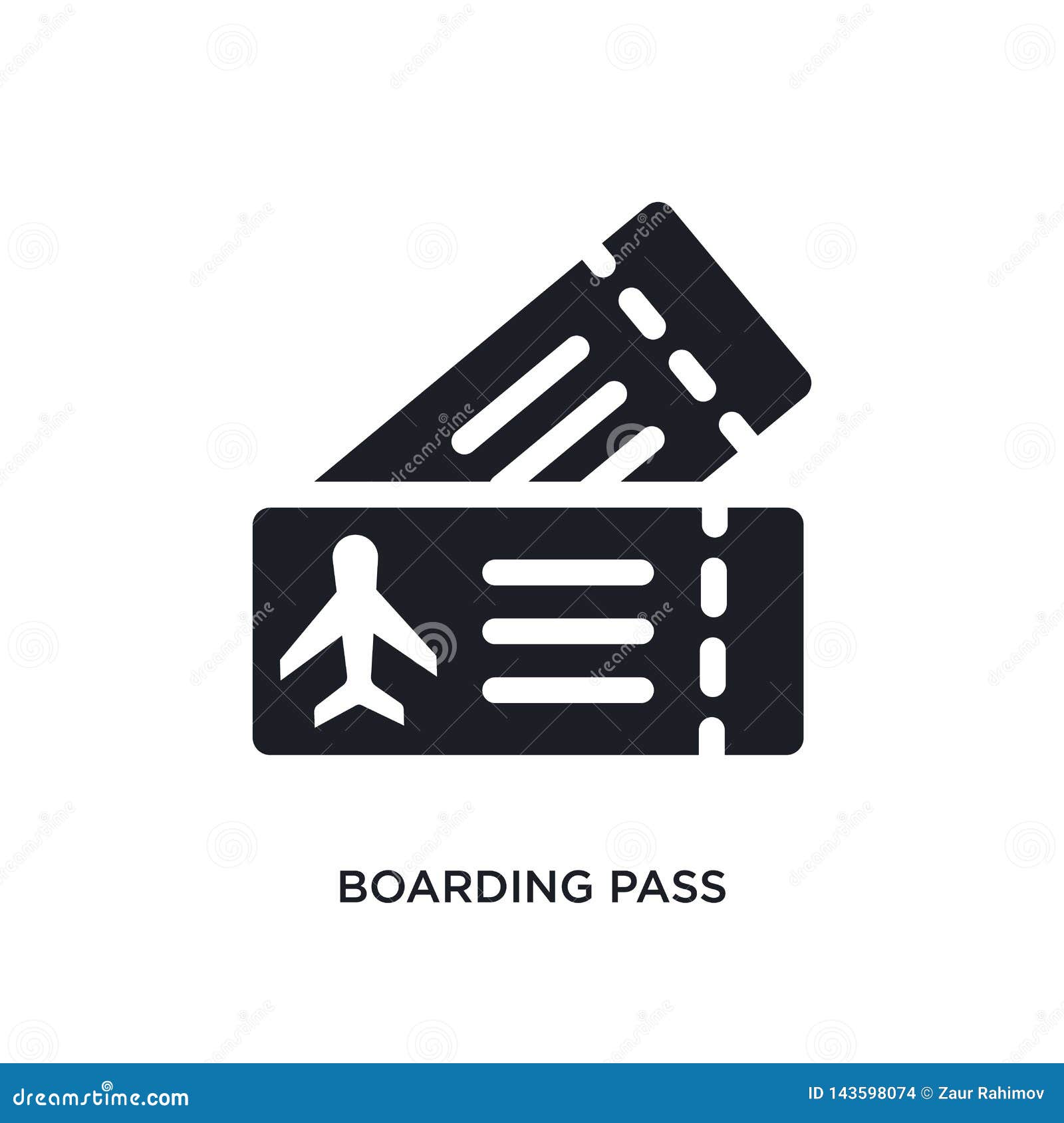 Black Boarding Pass Isolated Vector Icon Simple Element Illustration