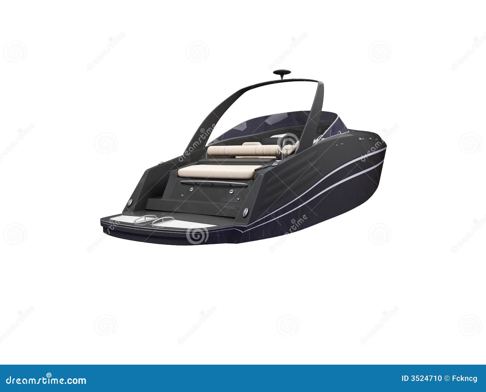 Black Boat Isolated Back View Stock Illustration - Illustration of ...