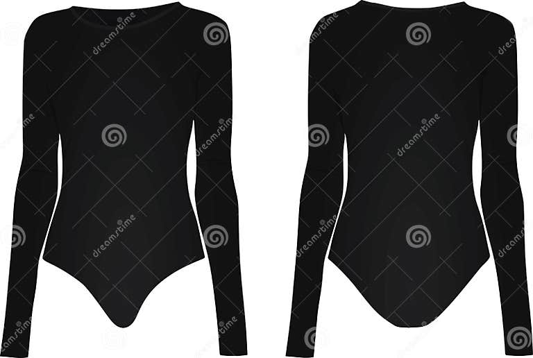 Black Bodysuit Front and Back View Stock Vector - Illustration of ...