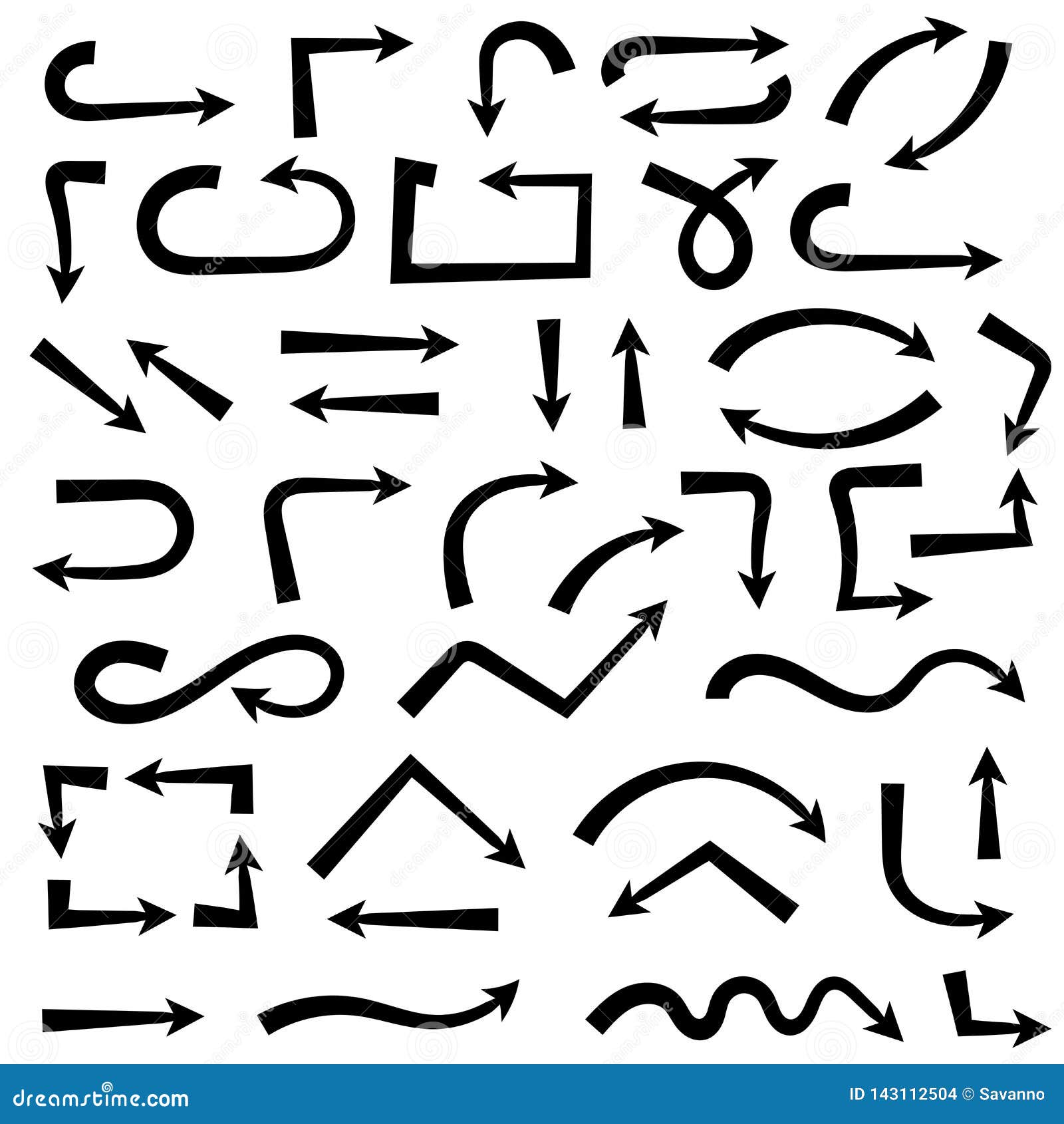 Black Bold Arrows. Set of Symbols Stock Vector - Illustration of vector ...