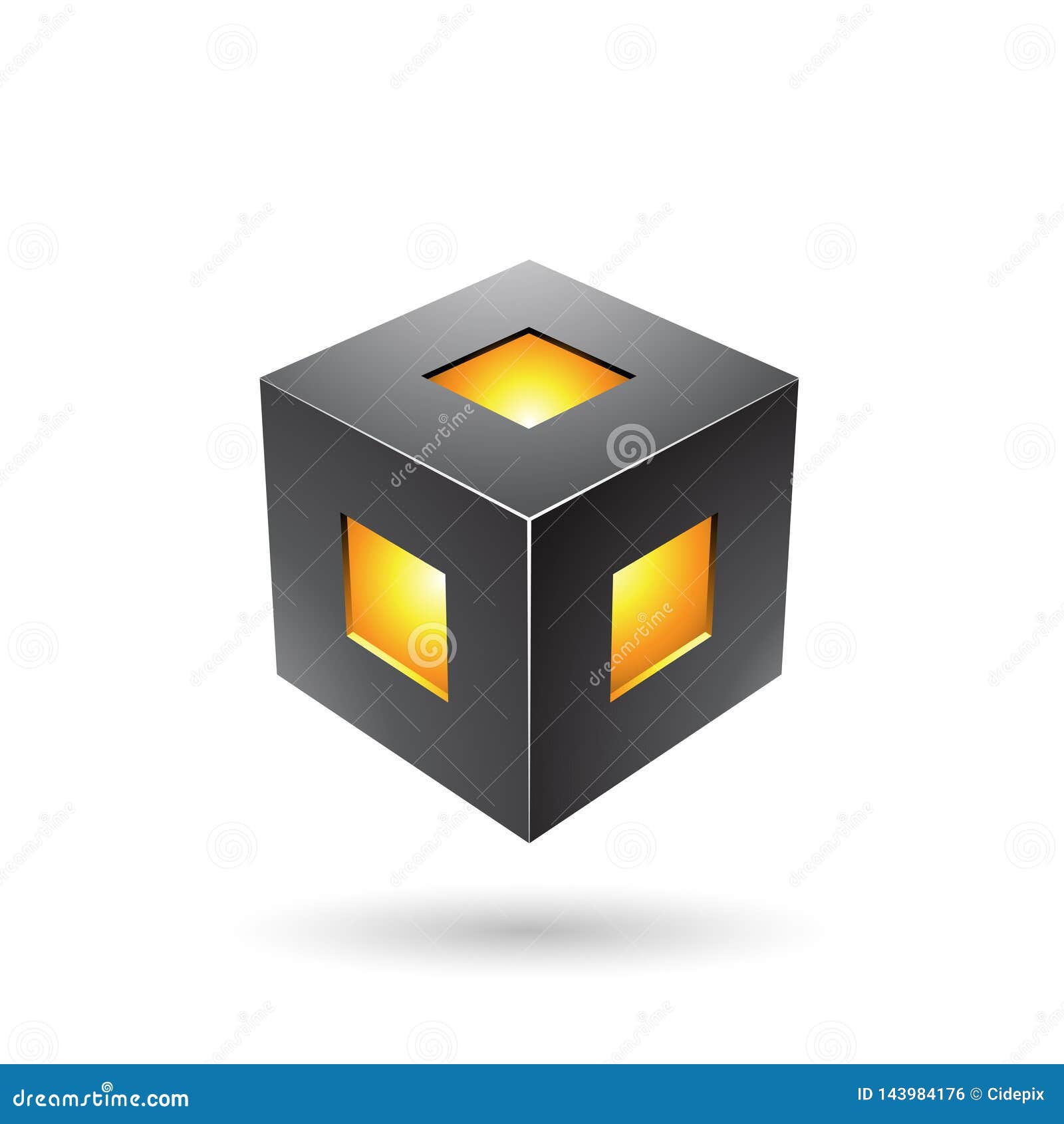 Black Bold Lantern Cube Vector Illustration Stock Vector - Illustration ...