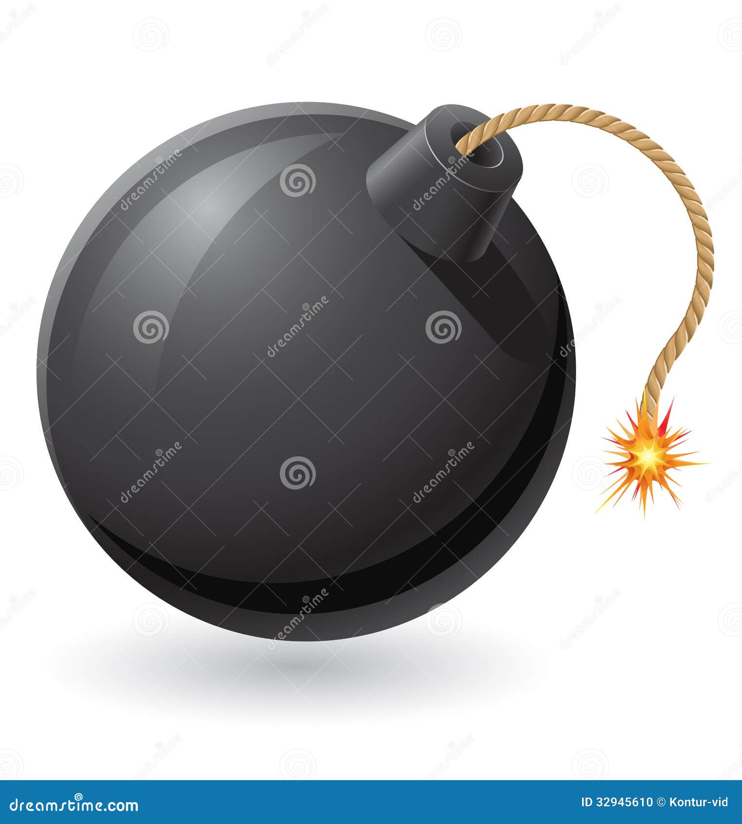 Black Bomb With Wick Or Fuse. Vector Illustration Of Metal Bombshell ...