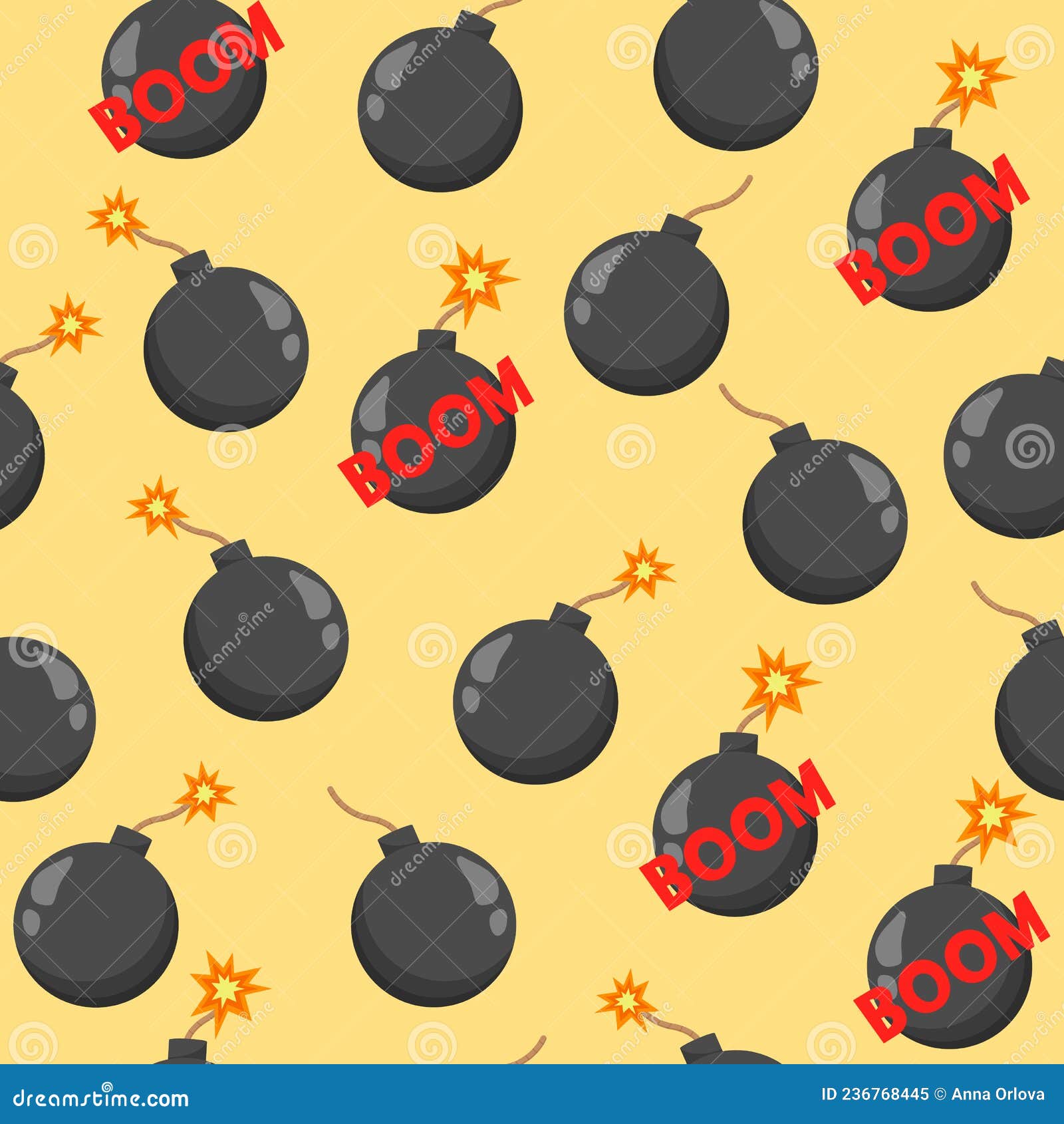 Black Bomb Seamless Pattern. Flat Vector Illustration Stock Vector ...