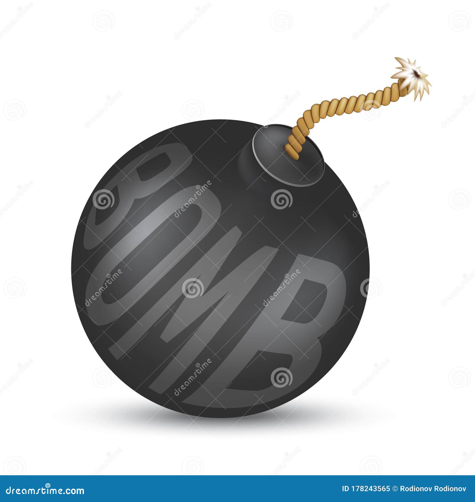 Black Bomb with Wick or Fuse. Vector Illustration of Metal Bombshell ...