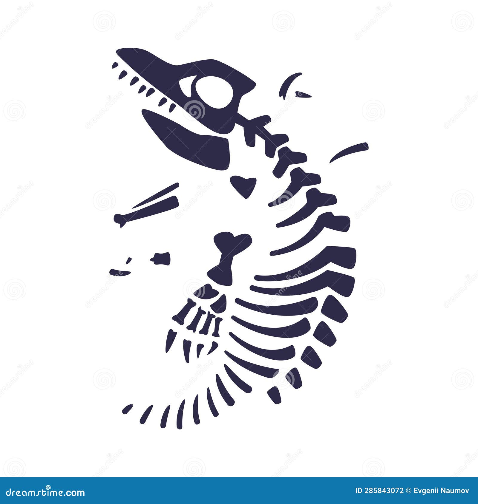Black Bones Fossils Silhouette Obtained by Digging Vector Illustration ...