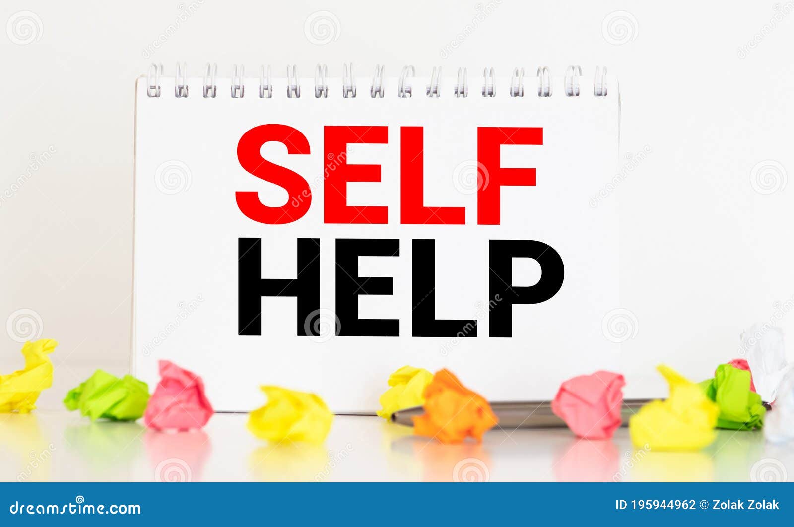 Black Book with the Words Self-help Title on Front. Isolated on White ...