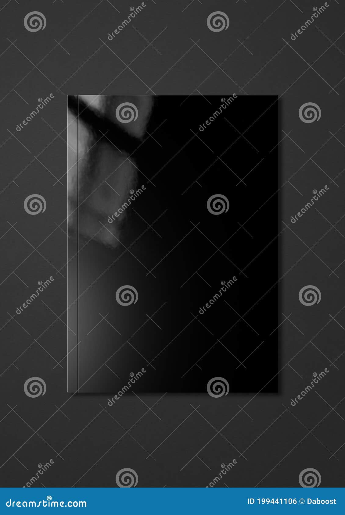 Black Booklet Cover Template on Dark Gray Background Stock Photo ...