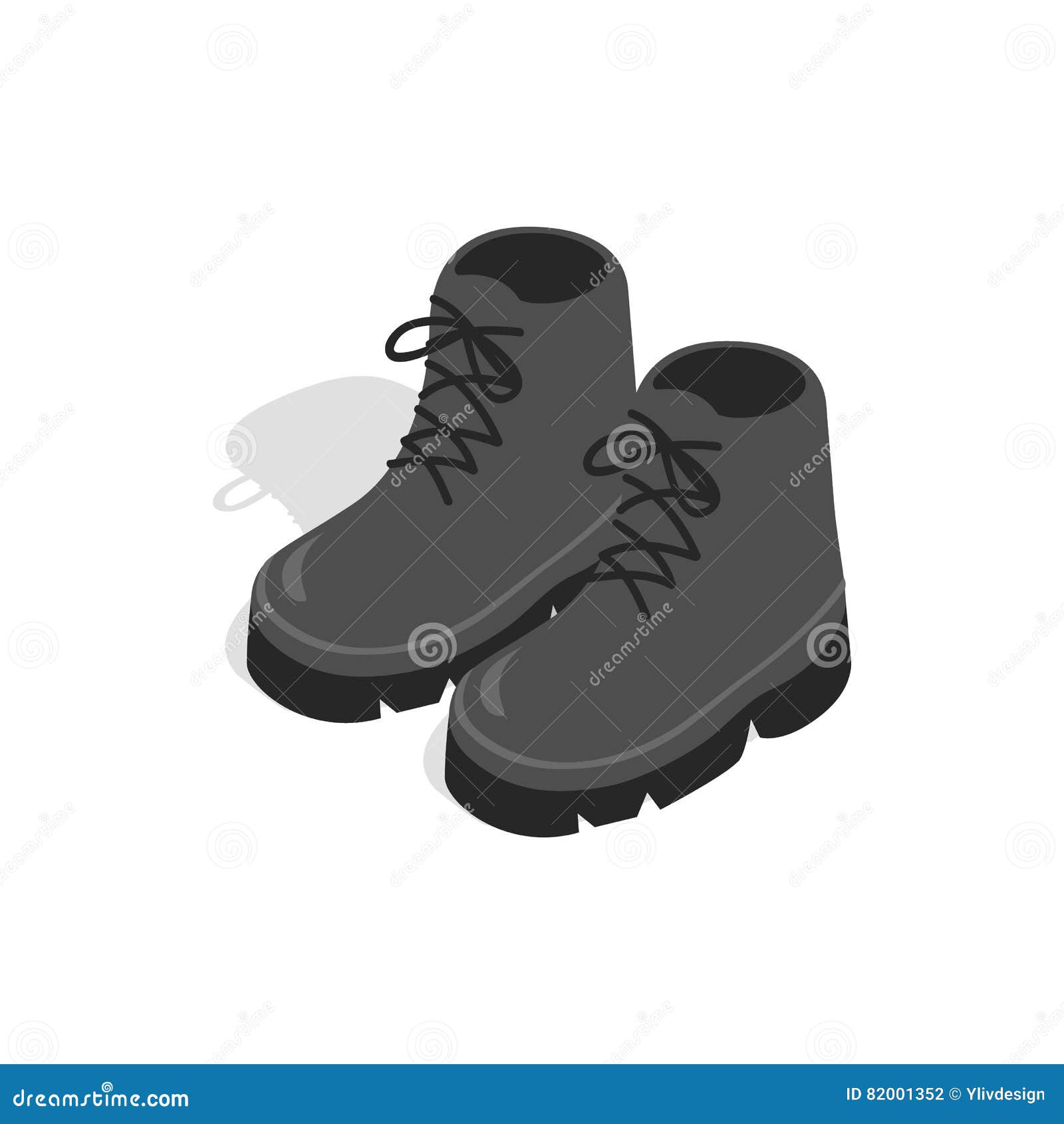 Black Boots Icon in Isometric 3d Style Stock Vector - Illustration of ...