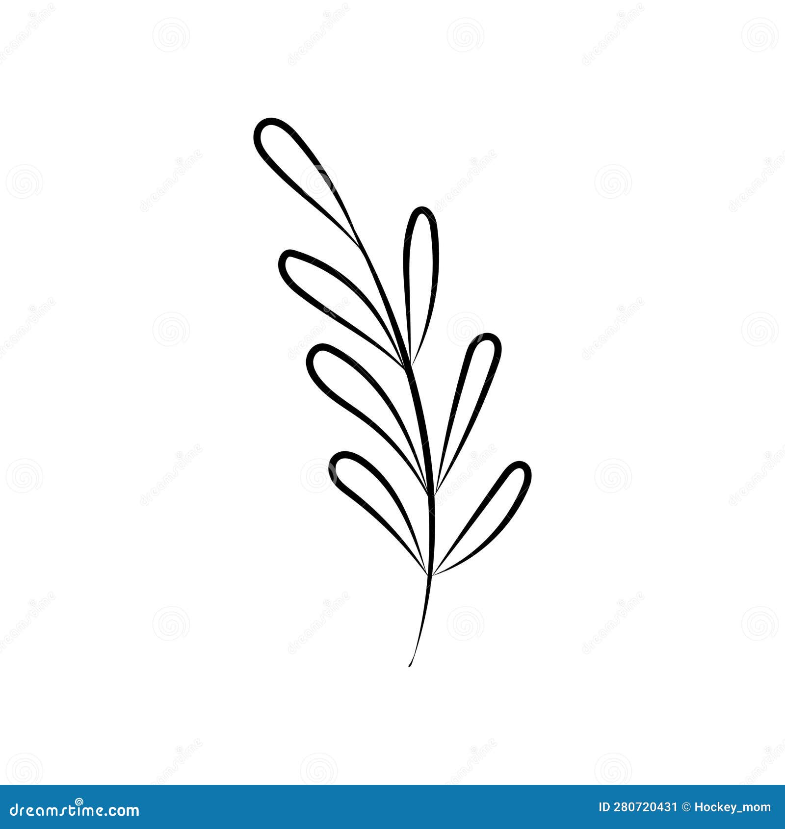 Black Botanical Branch with Leaves Like a Loop. Clipart Stock Vector ...